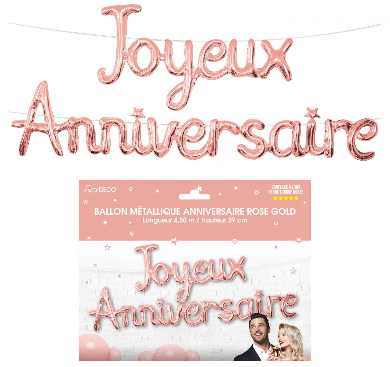 Ballon Métallique Joyeux Anniversaire Rose Gold - 100%FETE Le Shop