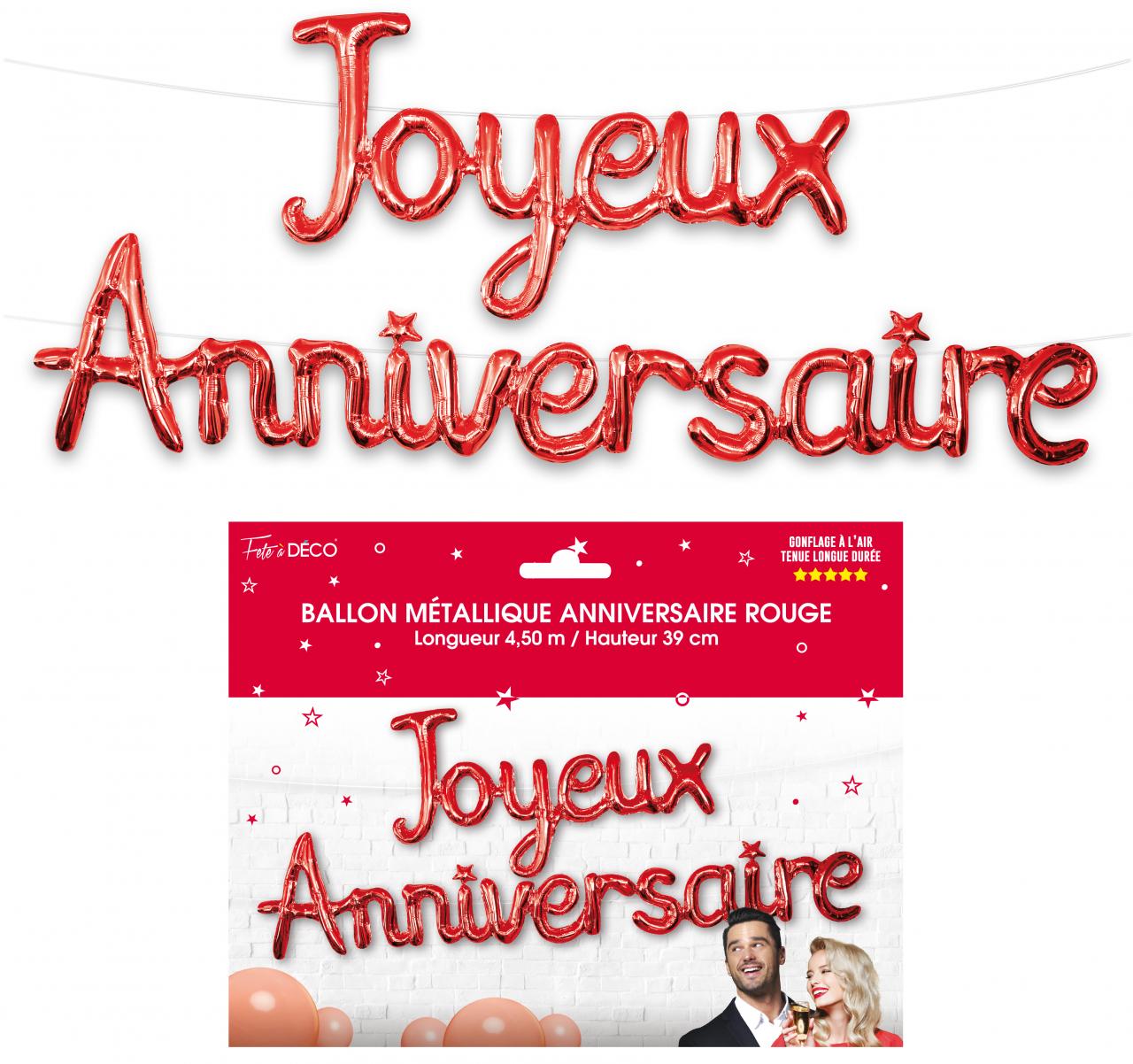 Ballon Métallique Joyeux Anniversaire Rouge - 100%FETE Le Shop