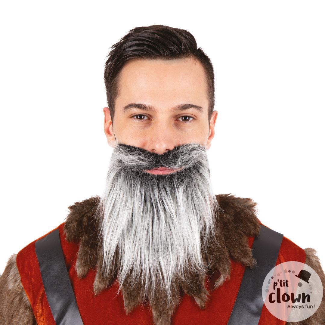 Moustache et barbe raide grise - 100%FETE Le Shop