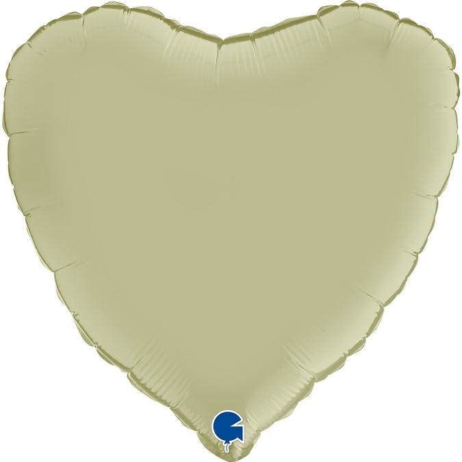 Ballon Coeur Satin Vert Olive 46 cm - 100%FETE Le Shop