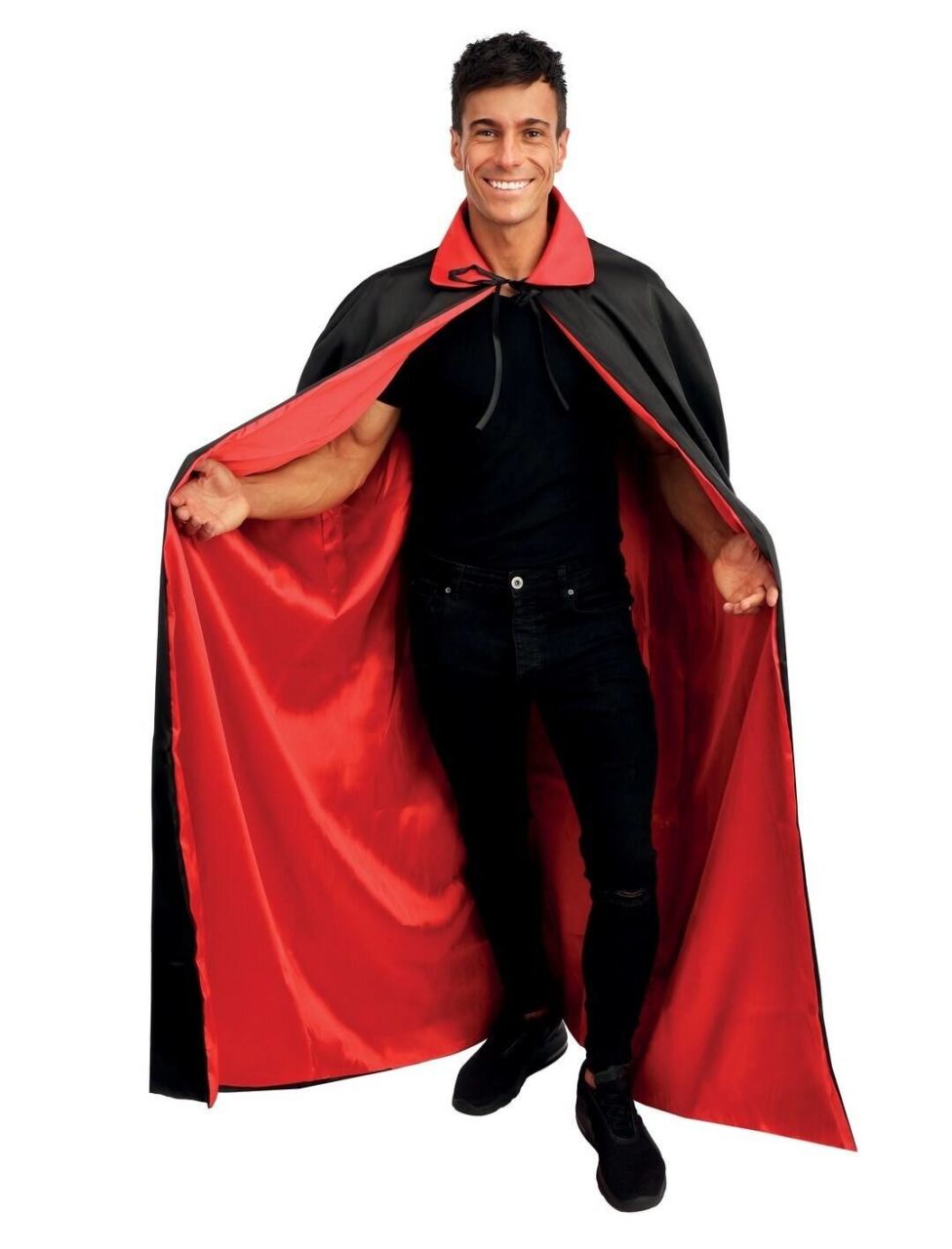 Cape satiné réversible noir et rouge 150 cm - 100%FETE Le Shop